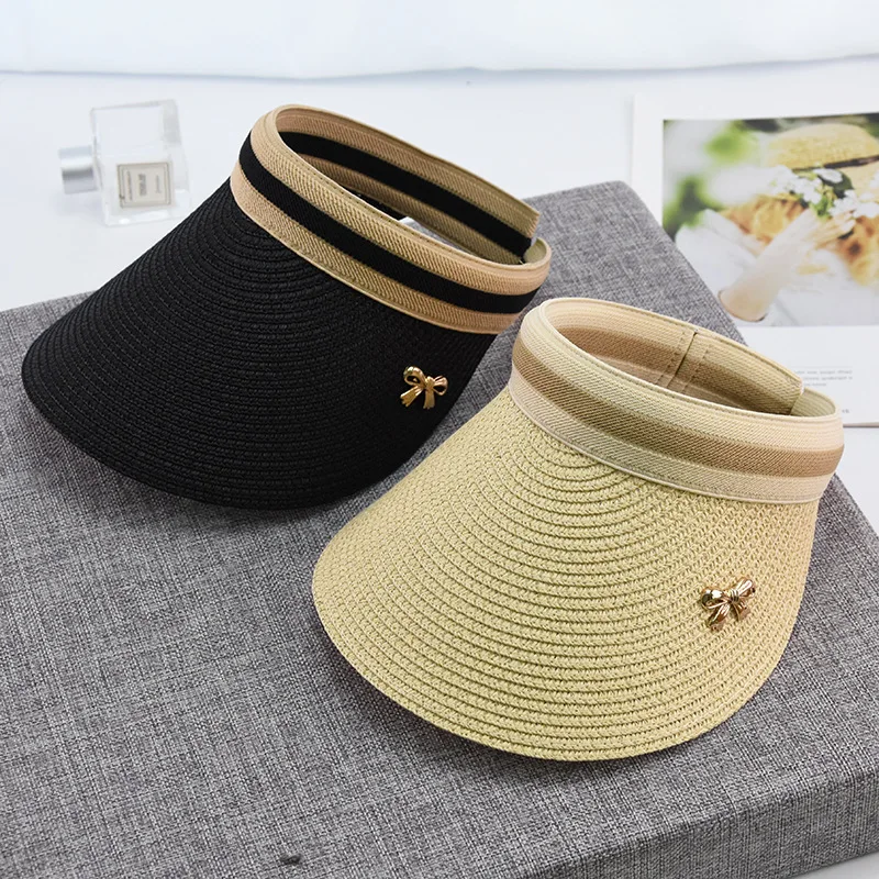 Summer Ladies Sun Visor Hat Wide Brim Empty Top Sunscreen Hats Hiking ...