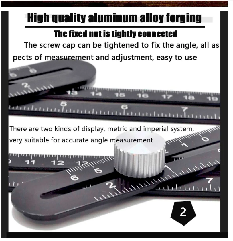 Six-fold Measuring Ruler Black Multi Angle 6-sides Template Tool ...