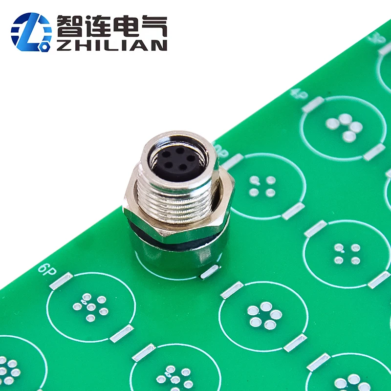 M8 Female Series Back Mount Waterproof Socket Connector 5 Pin Screw ...