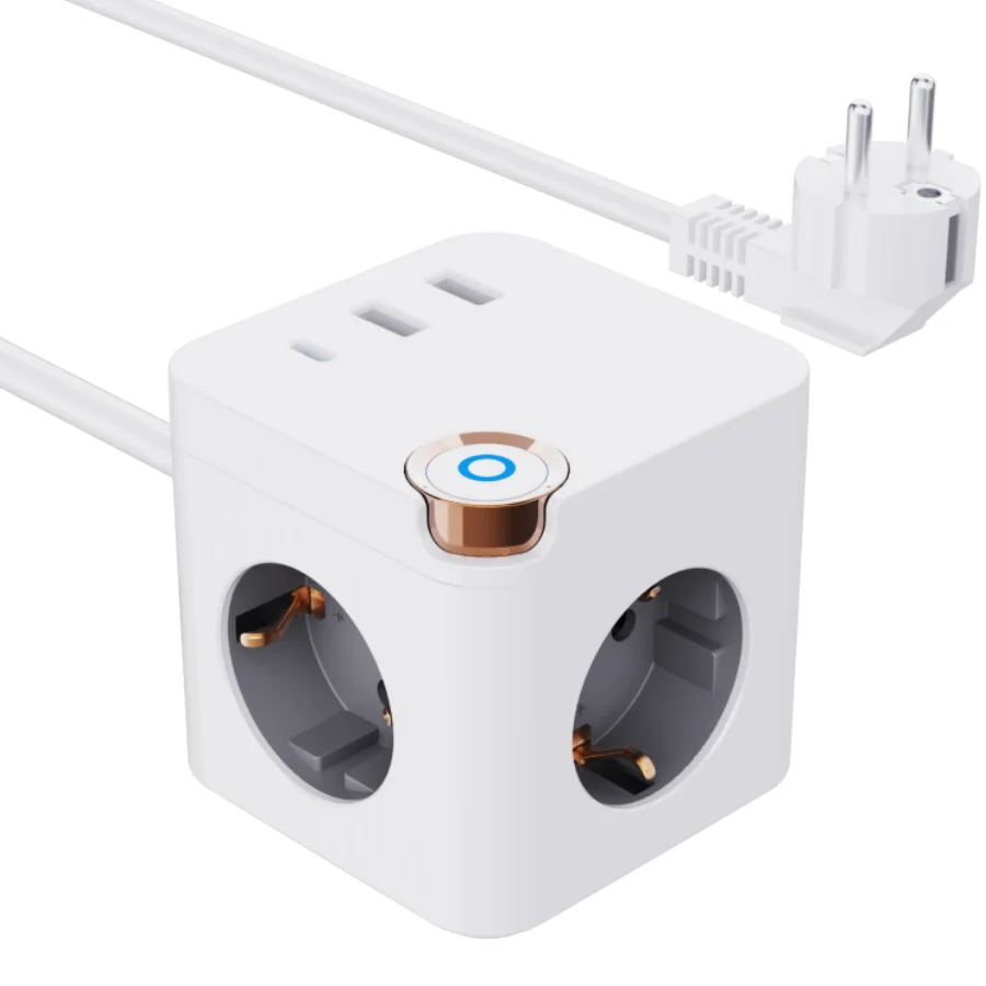 Customizable Extension Cube - 3 EU Outlets, 2 USB, 1 Type C