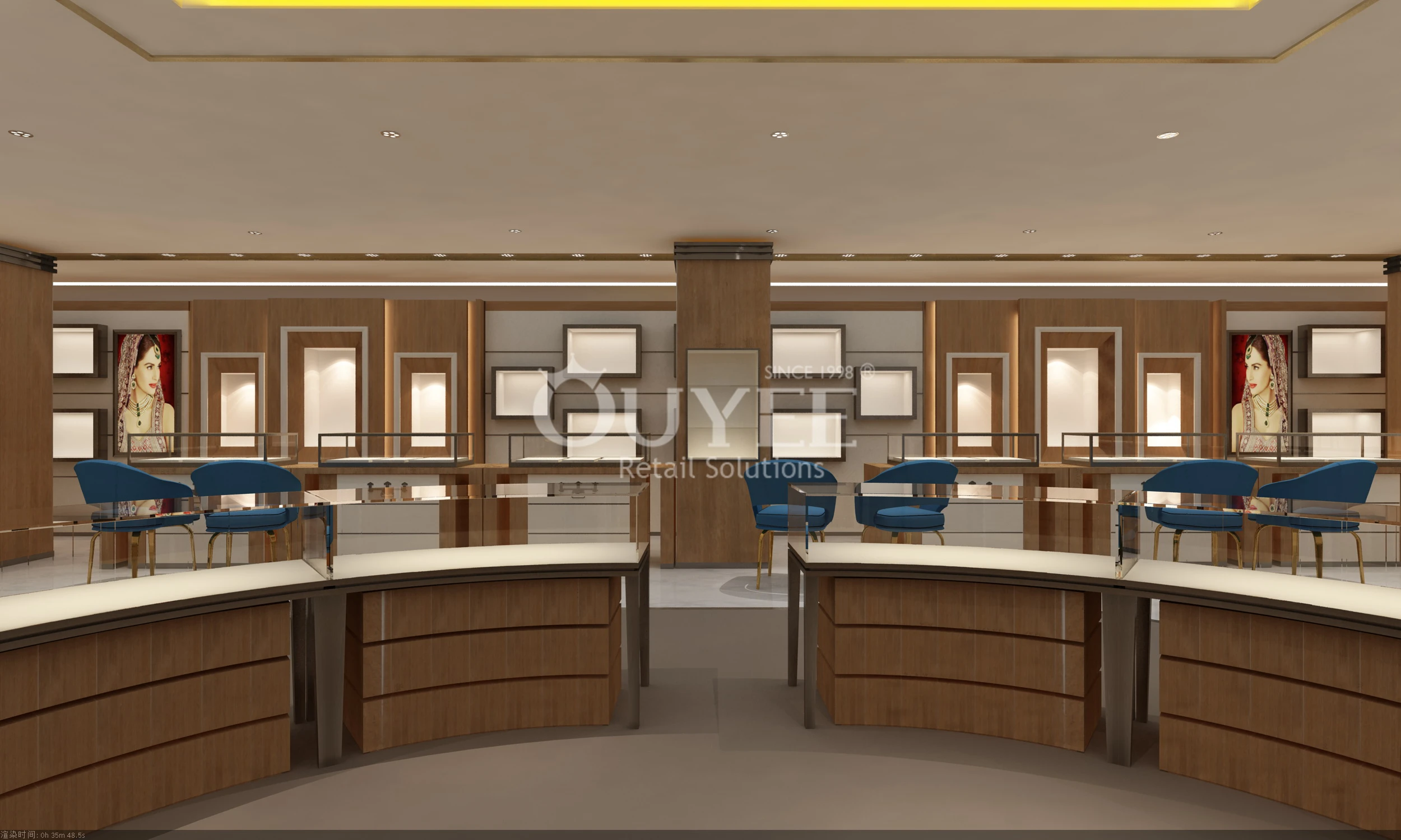 Ouyee Custom Gold Shop Interior Design - Jewelry Showcase