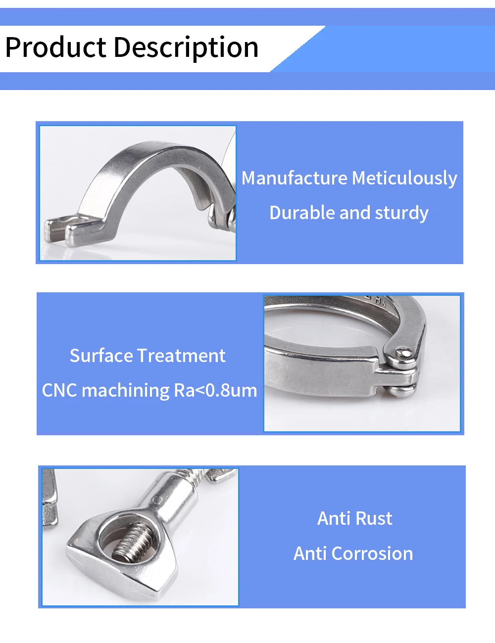 Sanitary Tri Clamp - Durable Stainless Steel Pipe Clamps