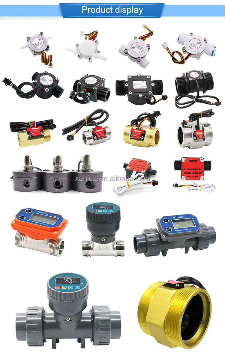 YFB4 Brass Hall Effect Turbine Flowmeter with Temperature Sensor 1-25L ...