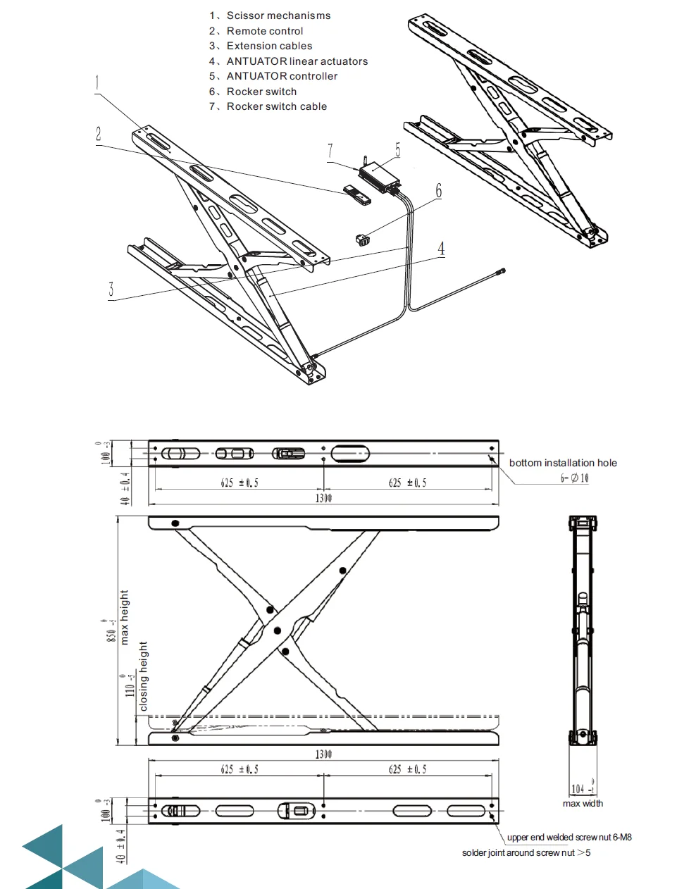 Cartuator Electric Roof Lift System P04 for Caravans