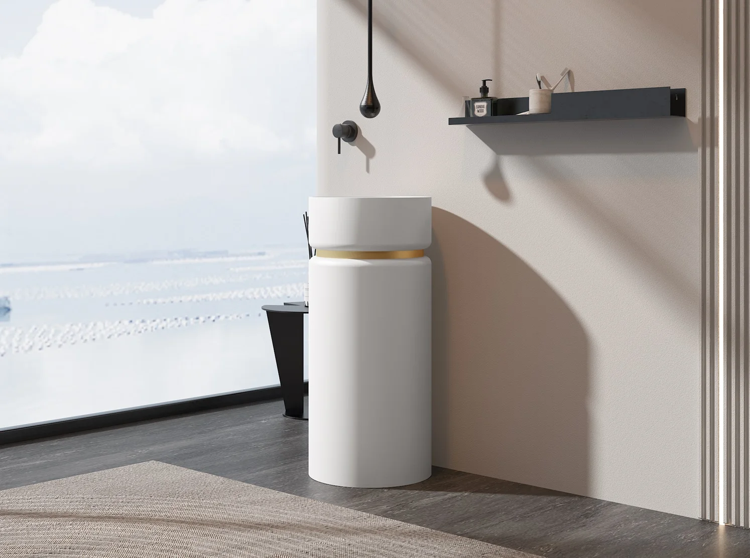 Modern Transparent Marble Bathroom Wash Basin - Pedestal Sinks for Hotels