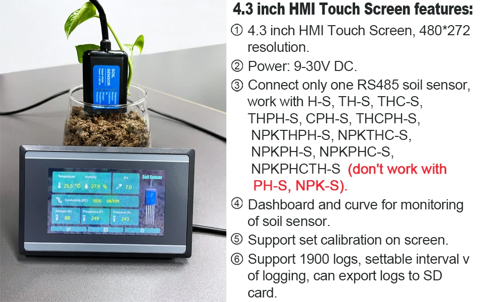 Rs485 Digital Soil Moisture & Temperature Sensor With Hmi - Oem
