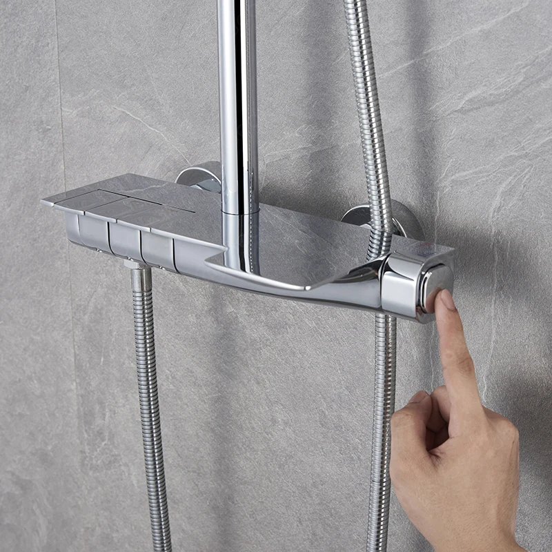 Modern Creative Waterfall Shower Head Wall Panel Bathroom Mixer Set ...