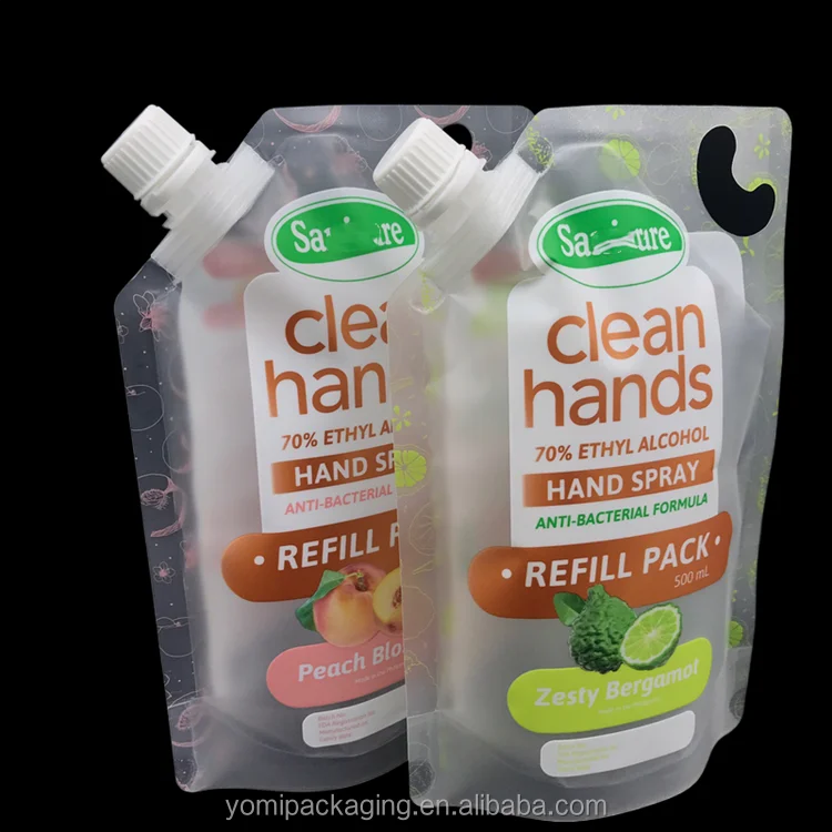 250ml 500ml 1L Eco-Friendly Kraft Paper Spout Pouch for Shampoo Refill