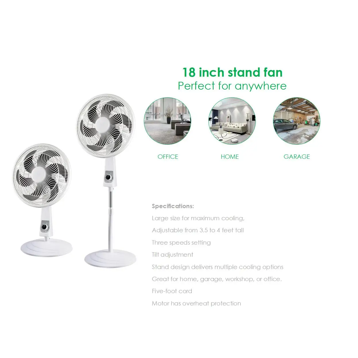 Lesko Fan Pedestal 3 in 1 - Ultra High Quality Plastic 6 Blade Fan
