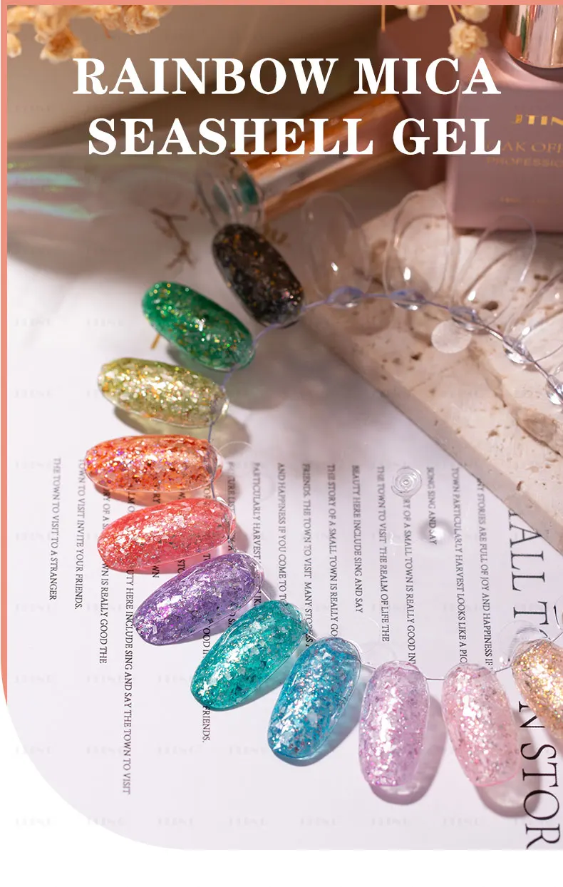 JTING Mica Seashell Gel Polish Set - 12 Colors Cruelty Free