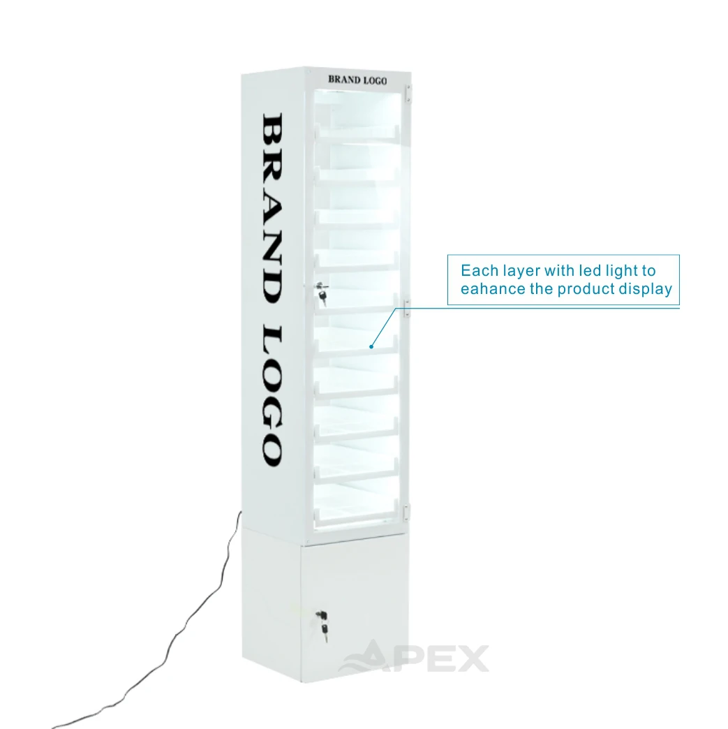 Apex 10 Tiers Metal Display Led Acrylic Floor Standing Display Cabinet ...