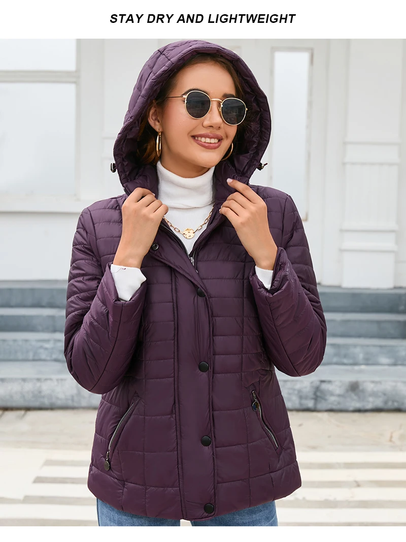 High Quality Winter Classic Wine Red Cotton Jacket Womens Lightweight ...