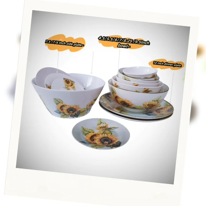 Wholesale Ceramic Dinnerware Set Sunflower Pattern Porcelain Food ...