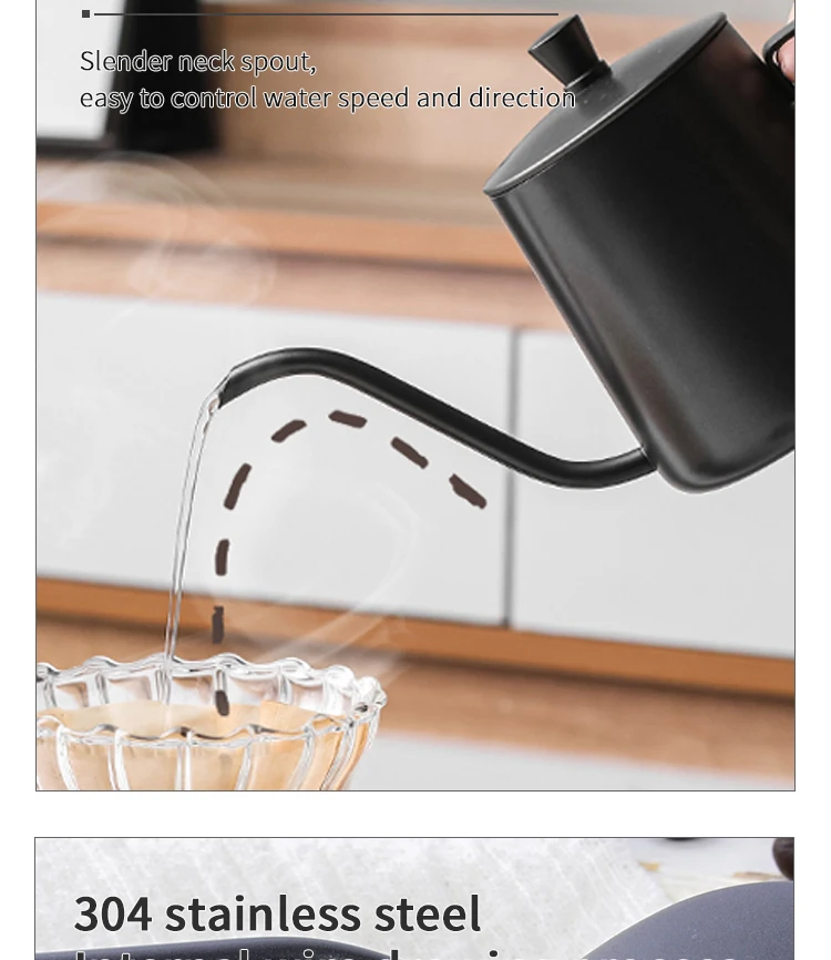 Quality Portable Hand Pour Over Drip Tea Gooseneck Kettle Stainless ...