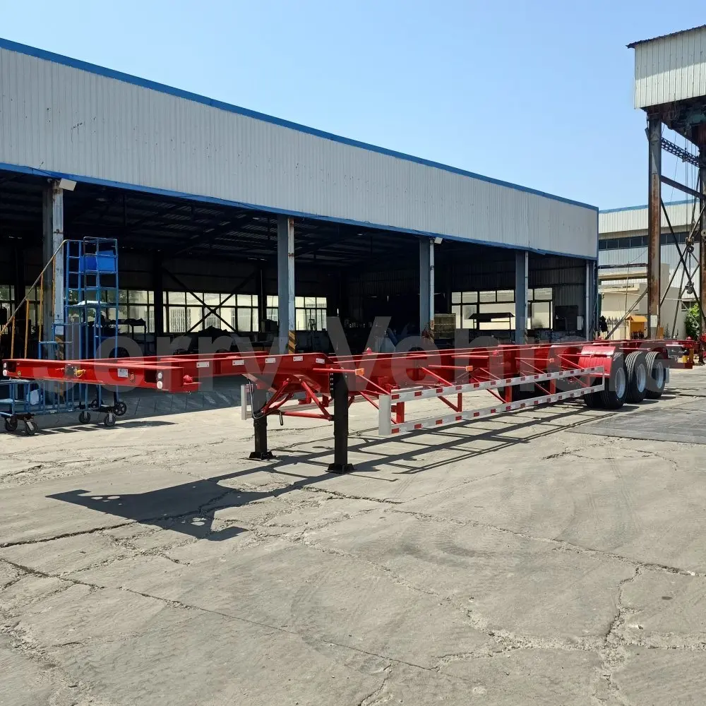Hight Quality Tri-axle Gooseneck Skeleton Shipping Container Semi Trailer Container Chassis For ...