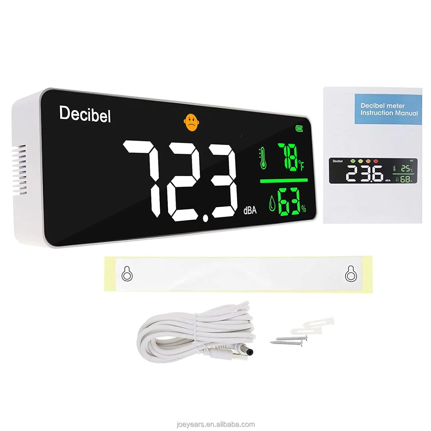 Wall-mounted Decibel Meter 2000mah Desktop Sound Level Monitor Large ...