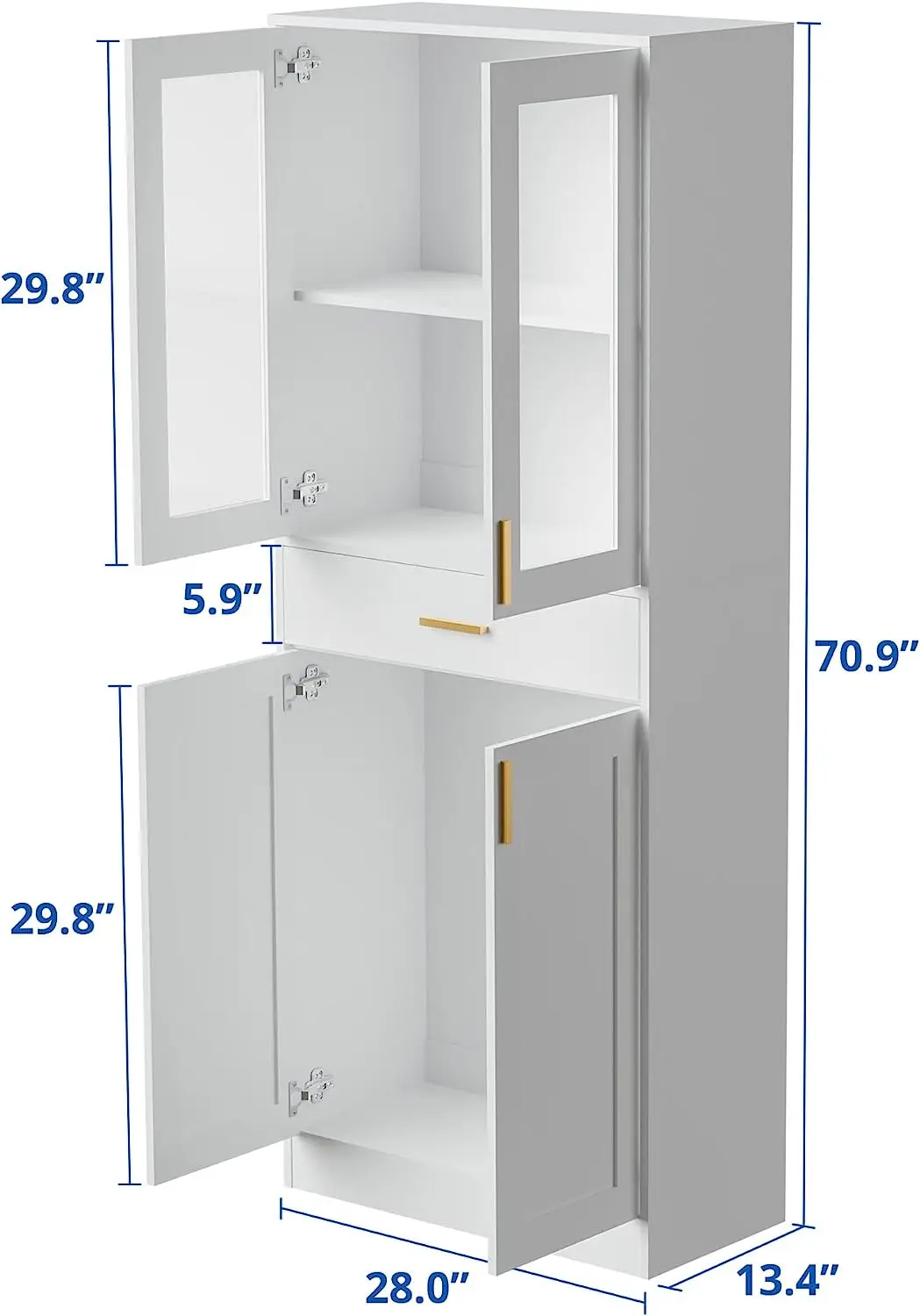 70 "high Display Cabinet,Central Cabinet With Acrylic Glass Doors And Drawers,Office Locker ...