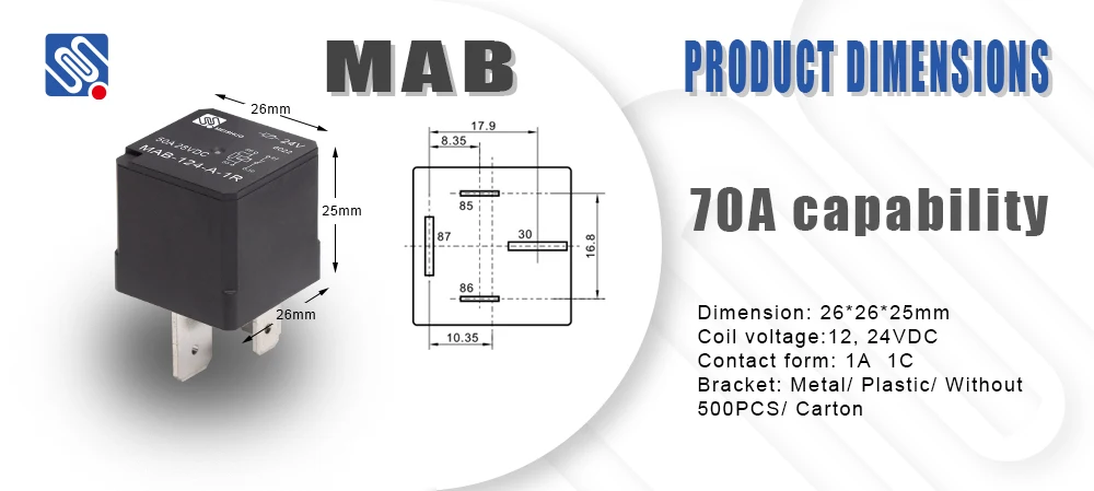 MEISHUO MAB Automatic Relay - High Power, Waterproof, 12v 24v 50a 70a