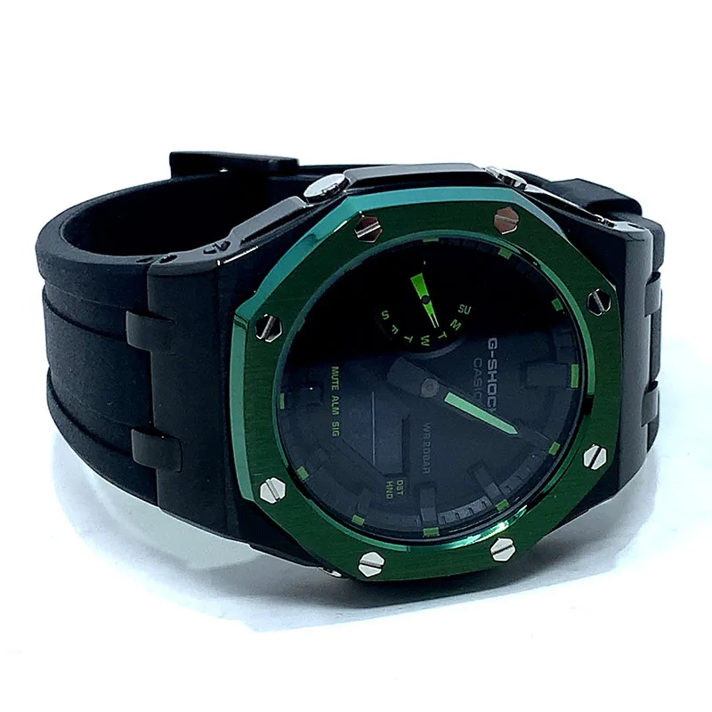 Gshock Ga2100/2110 Metal Watch Two-tone Green Hulk Case Bezel Strap For ...