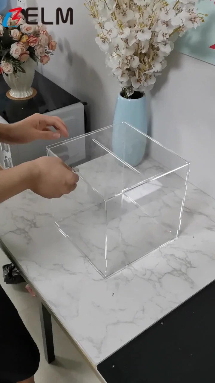 Acrylic Wedding Invitation Card Box With Lock Party Birthday Decoration ...