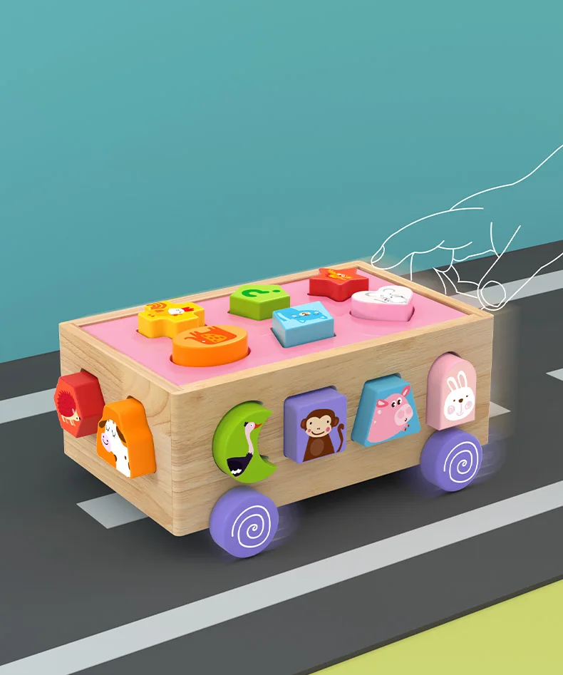 Multi-function Tractor Wooden Shape Paired Toys 18 Hole Wooden Trailers ...