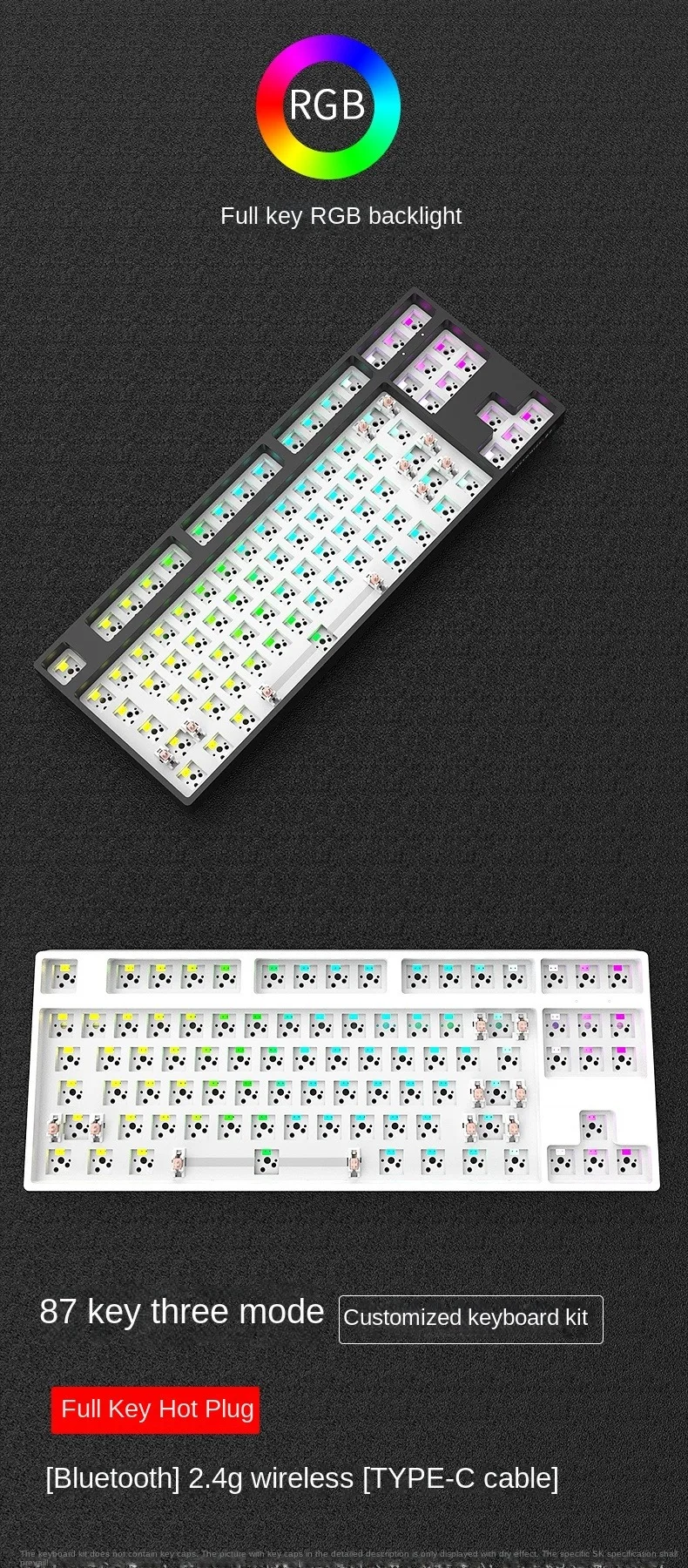 Spot HJSDZHI DK87 Upper Lamp TKL Kit RGB Bluetooth 2.4G Wired/wireless ...