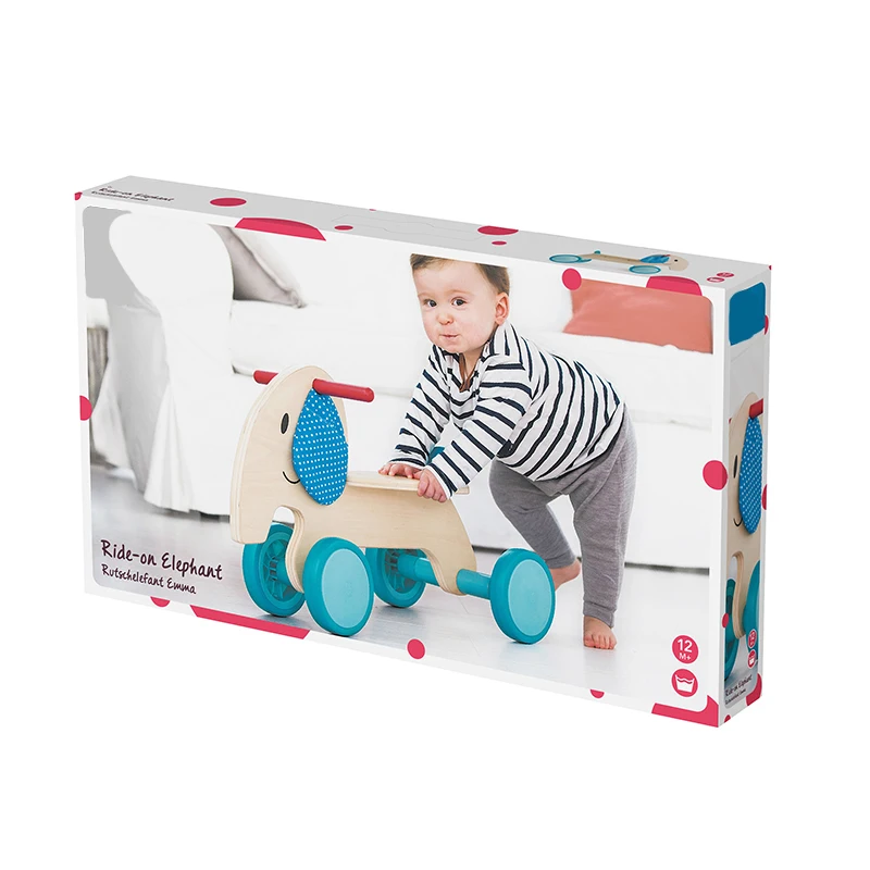 Wooden Ride On Elephant Car Push Along Toy Wooden Pull Balance Bike Toy ...