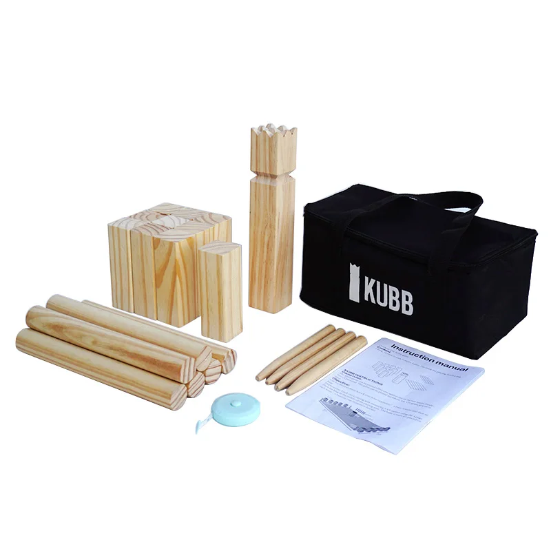 Viking Chess Yard Game - Kubb Set with Bag & Pine Wood