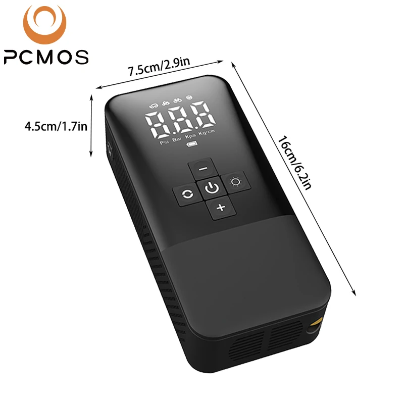PCMOS Rechargeable Air Compressor 150 PSI Portable Electric Tire Inflator For Motorcycles ...