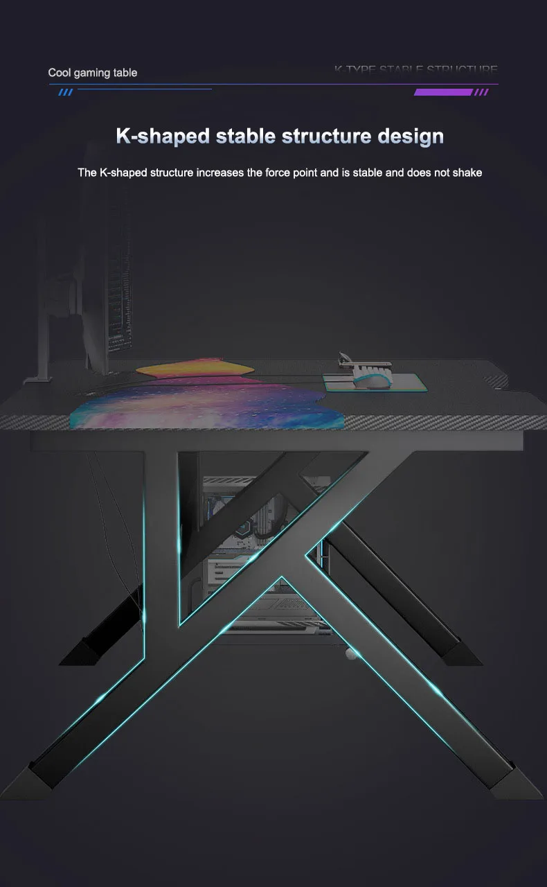 RGB PC Gaming Desk - Professional Gaming Office Lighting