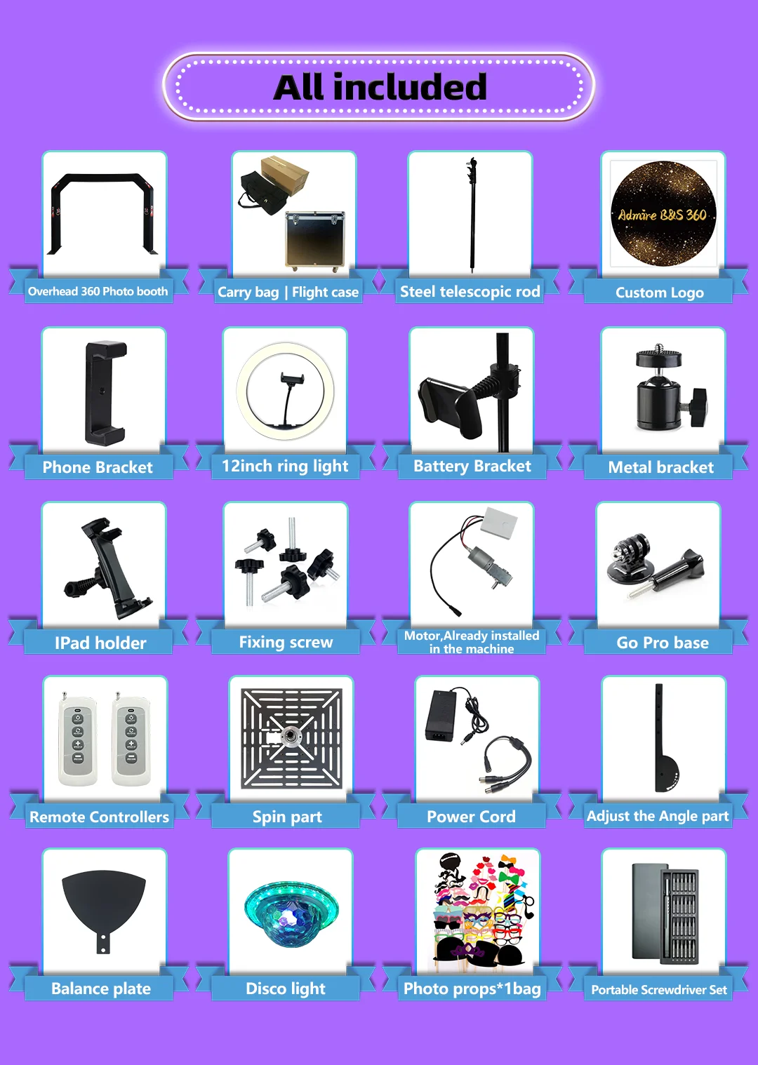 Automatic Rotating 3D Overhead 360 Photo Booth Backdrop With Props Free ...