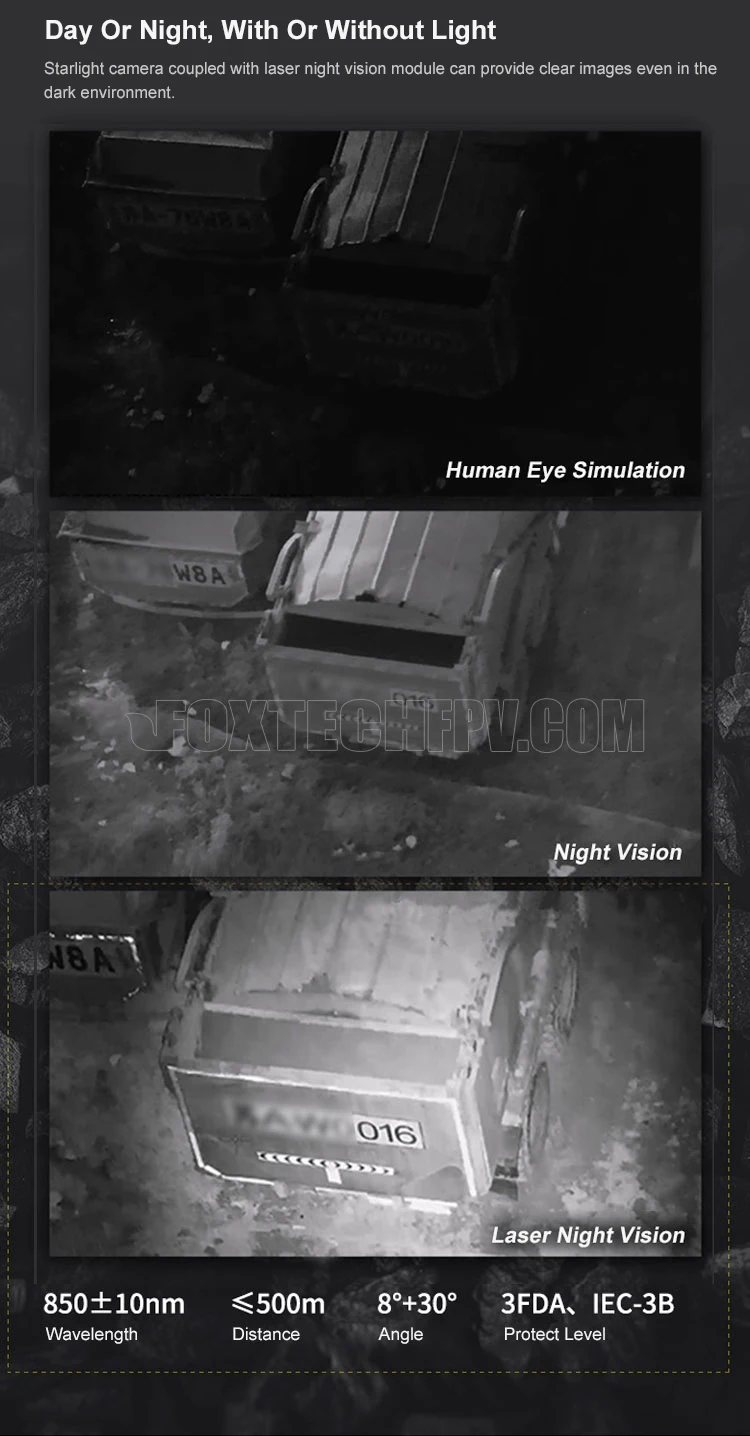 Foxtech Syk-20l 4k 20x Optical Zoom 1800m Rangefinder Aerial Security Drone Uav Laser Night ...