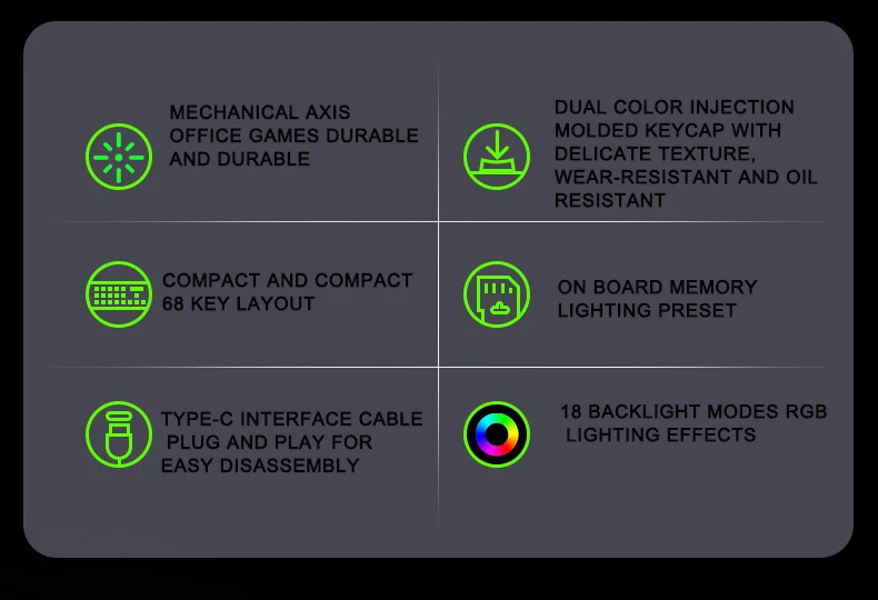 ZIYOULANG T8 RGB Mechanical Gaming Keyboard Kit 68 Keys