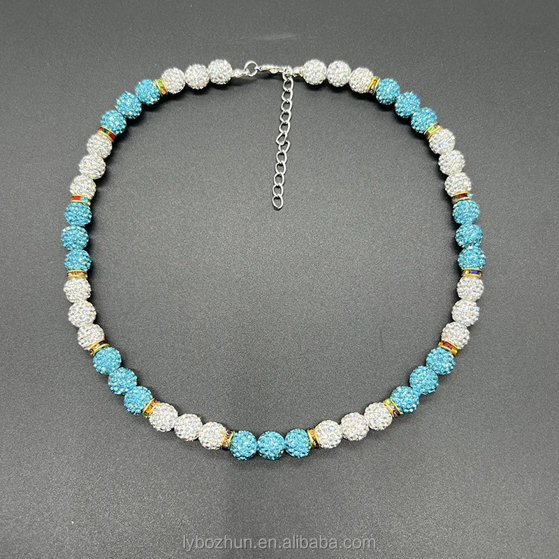 Rhinestone Baseball Inspired Beaded Necklace - Discoball