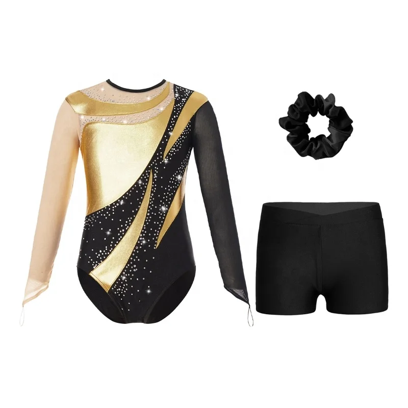 Custom Team Sublimation Leotards Set Long Sleeve Patchwork Skating ...