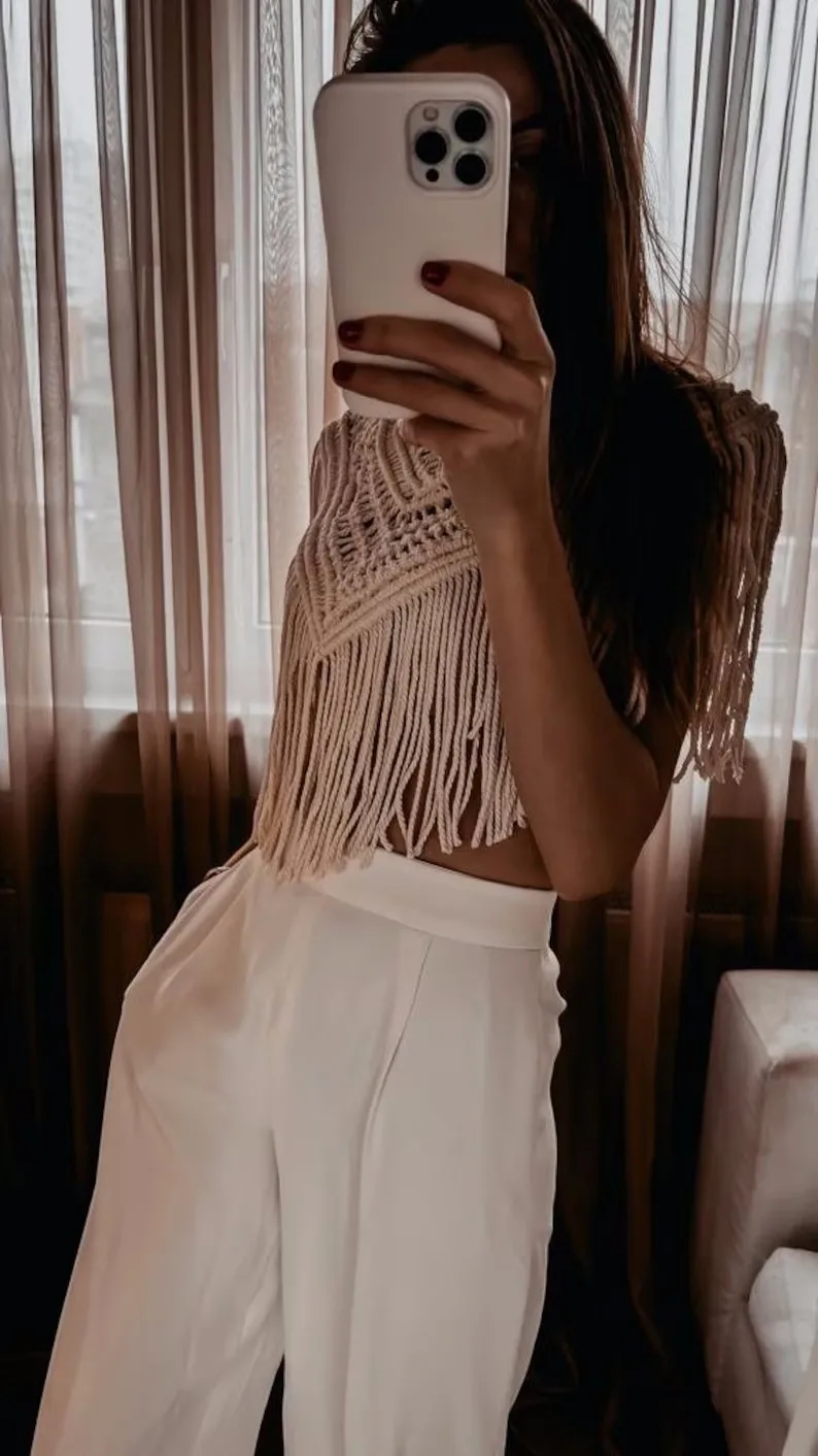 2023 New Fashion Handmade Macrame Clothes Maternity Top Macrame Swim ...