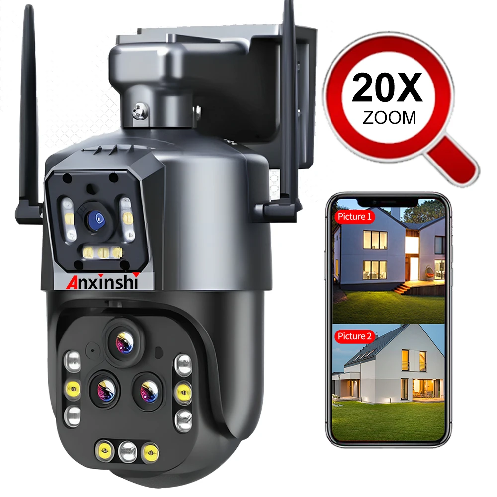 16MP Human Tracking Dual Lens WiFi PTZ Network Camera with Free Horns IP66 Wireless Camera ...