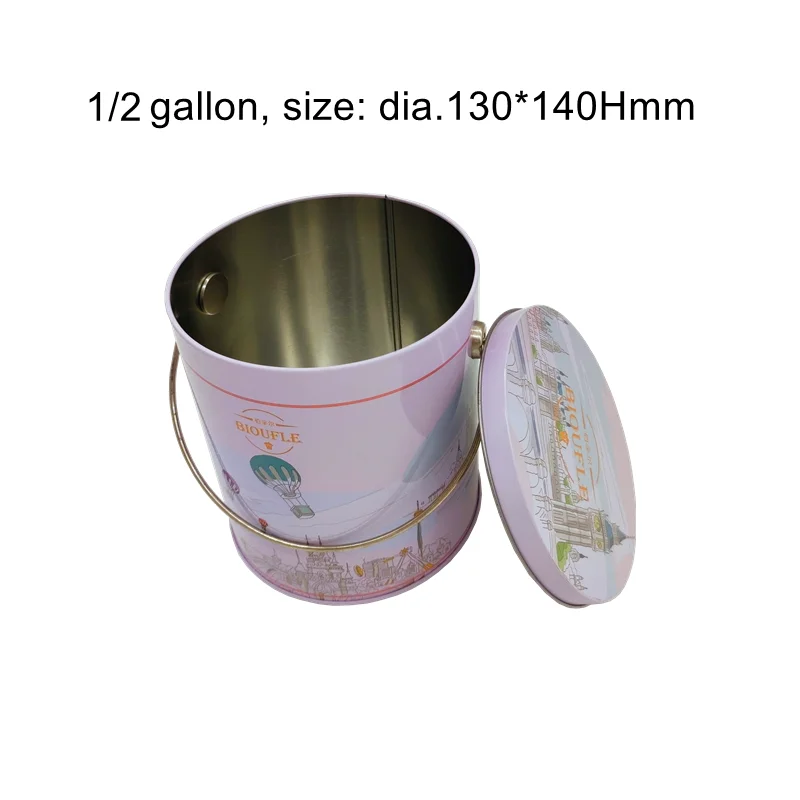 1 Gallon Gourmet Popcorn Tin with Lid and Handle Food Grade Popcorn Tub ...