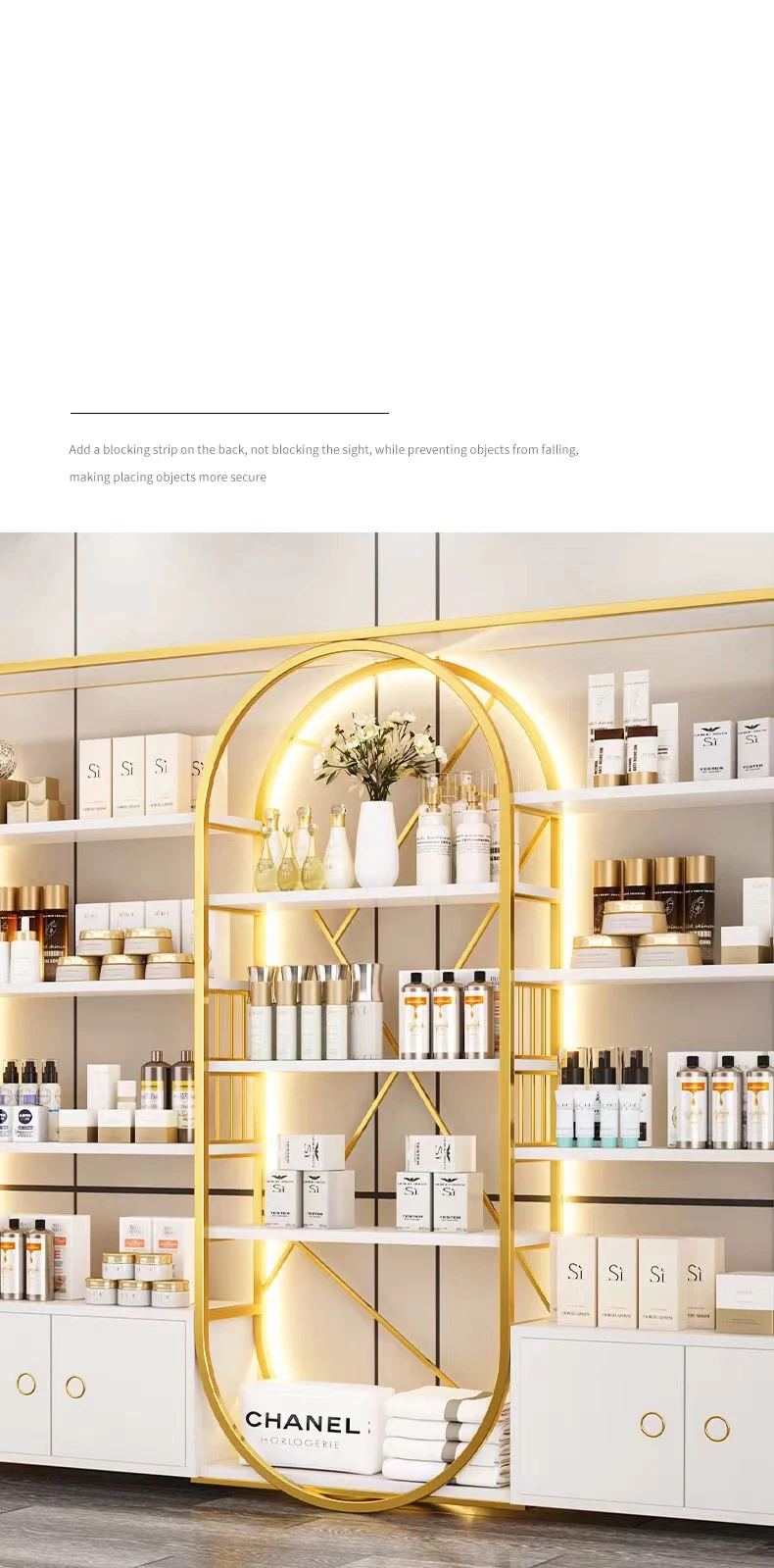 Light Luxury Beauty Salon Product Display Cabinet Shelves Skin Care ...