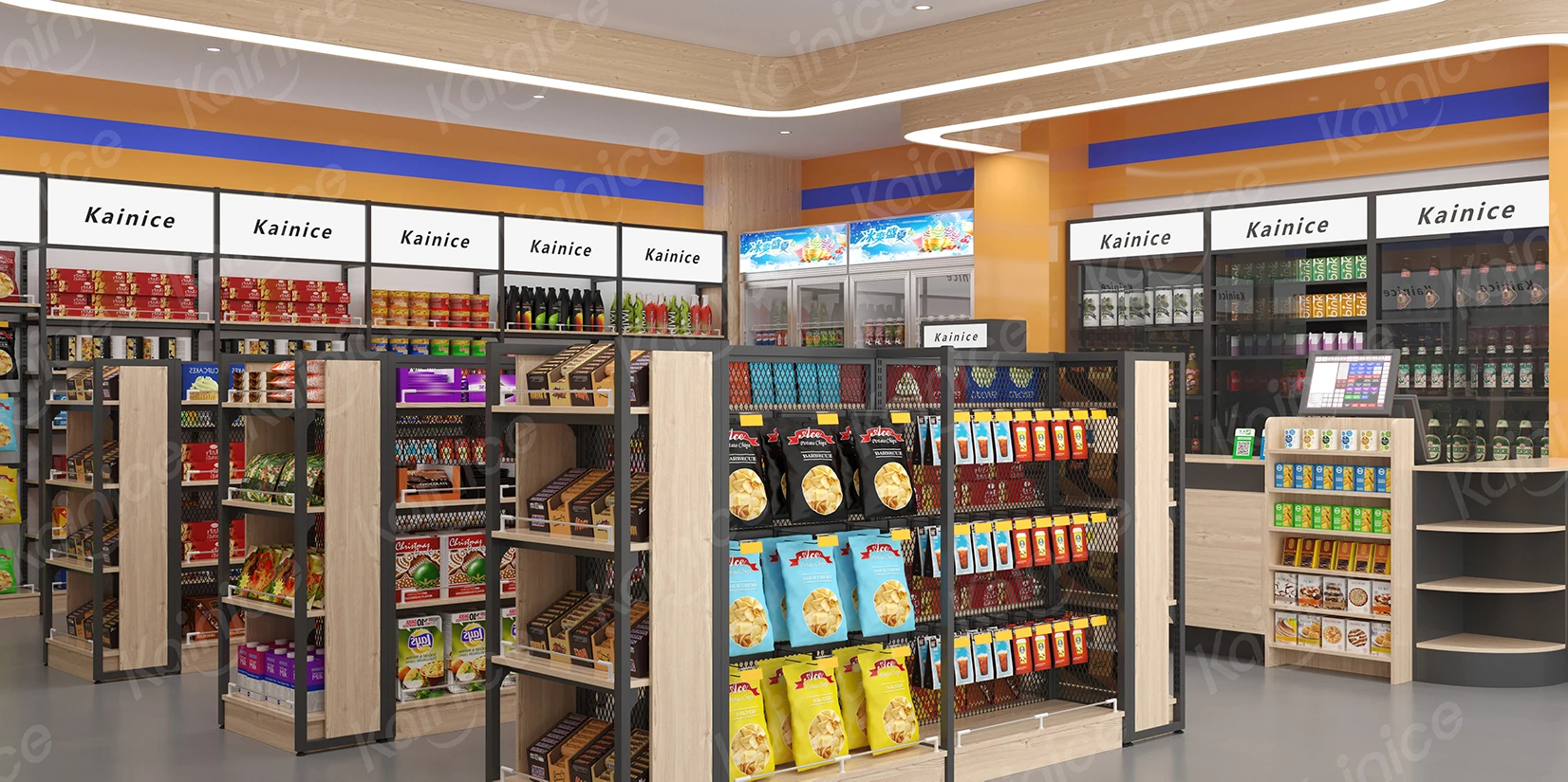 Kainice Retail Stationary Display Rack - Supermarket Gondola