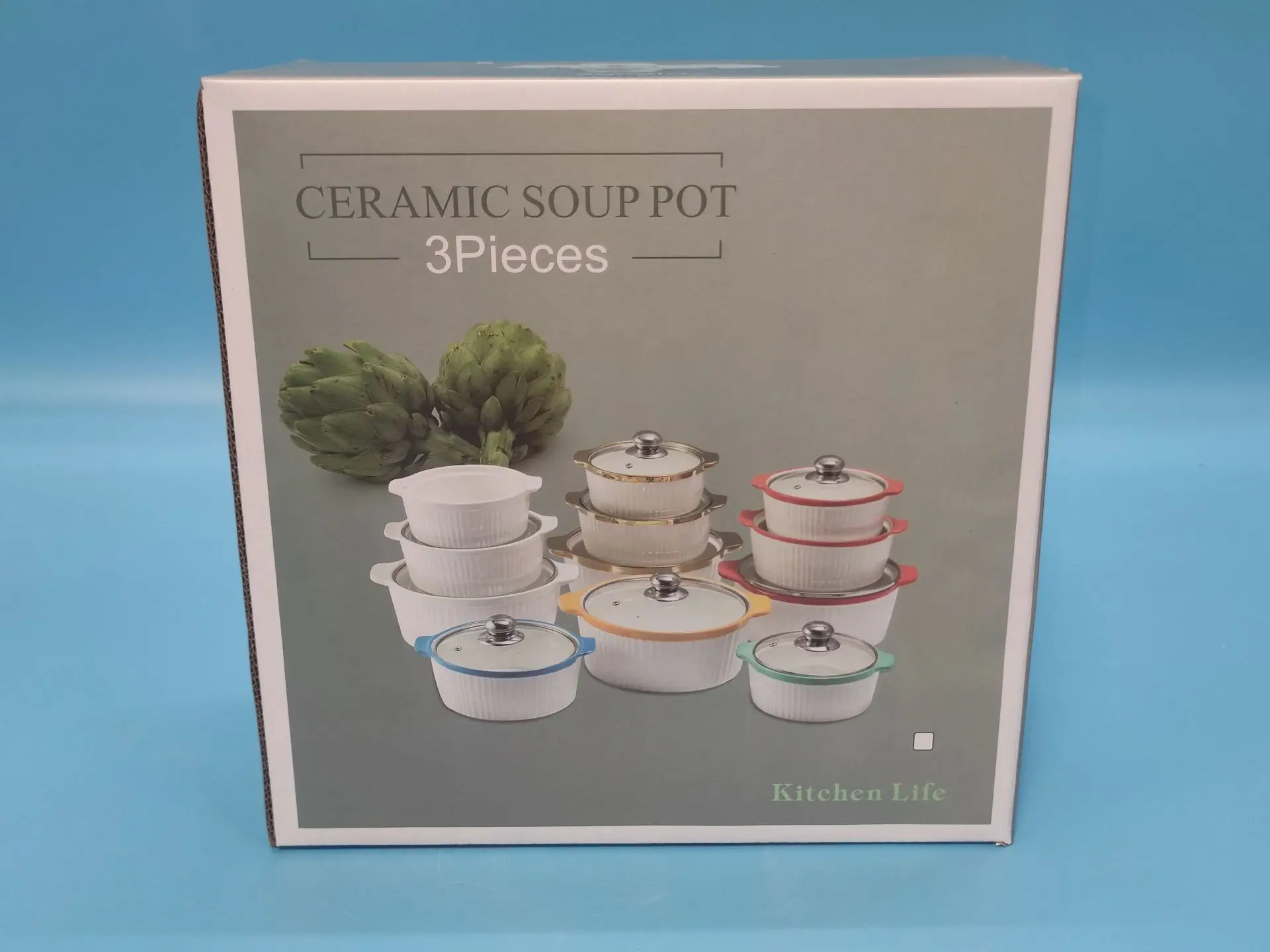 3 Sizes Of Household Circular Ceramic Soup Pot Tableware With Lid ...