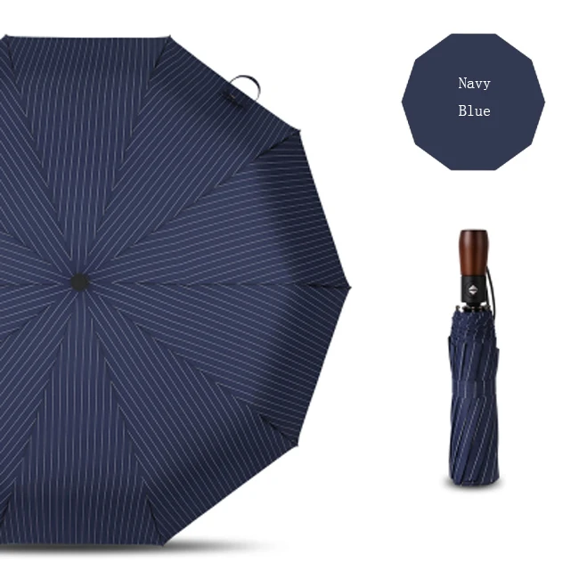 Automatic Umbrella - Silver Black Pongee Folding Design