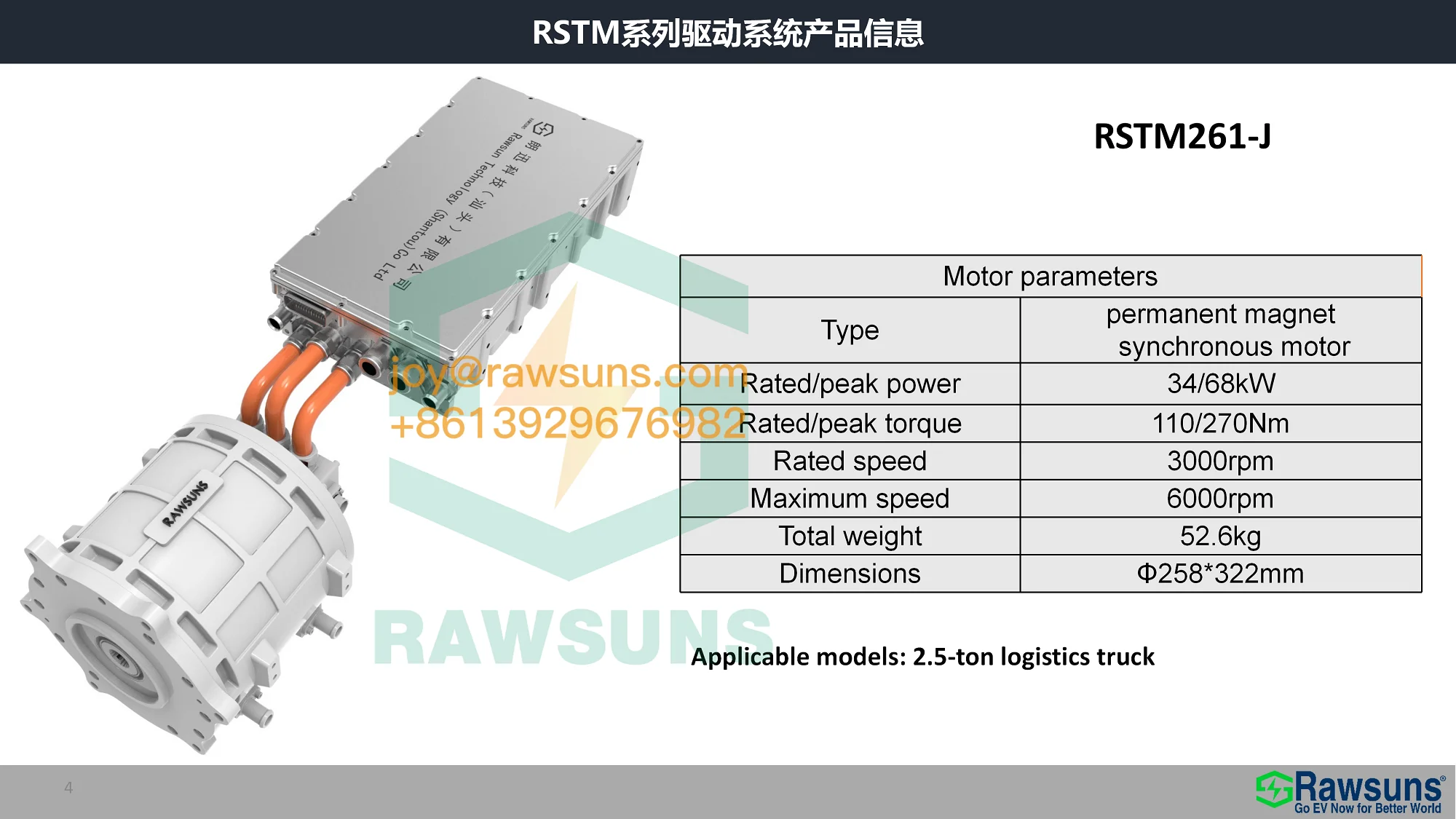 Rawsuns 25KW/50KW Electric PMSM Motor & Inverter EV Car Conversion Kit ...