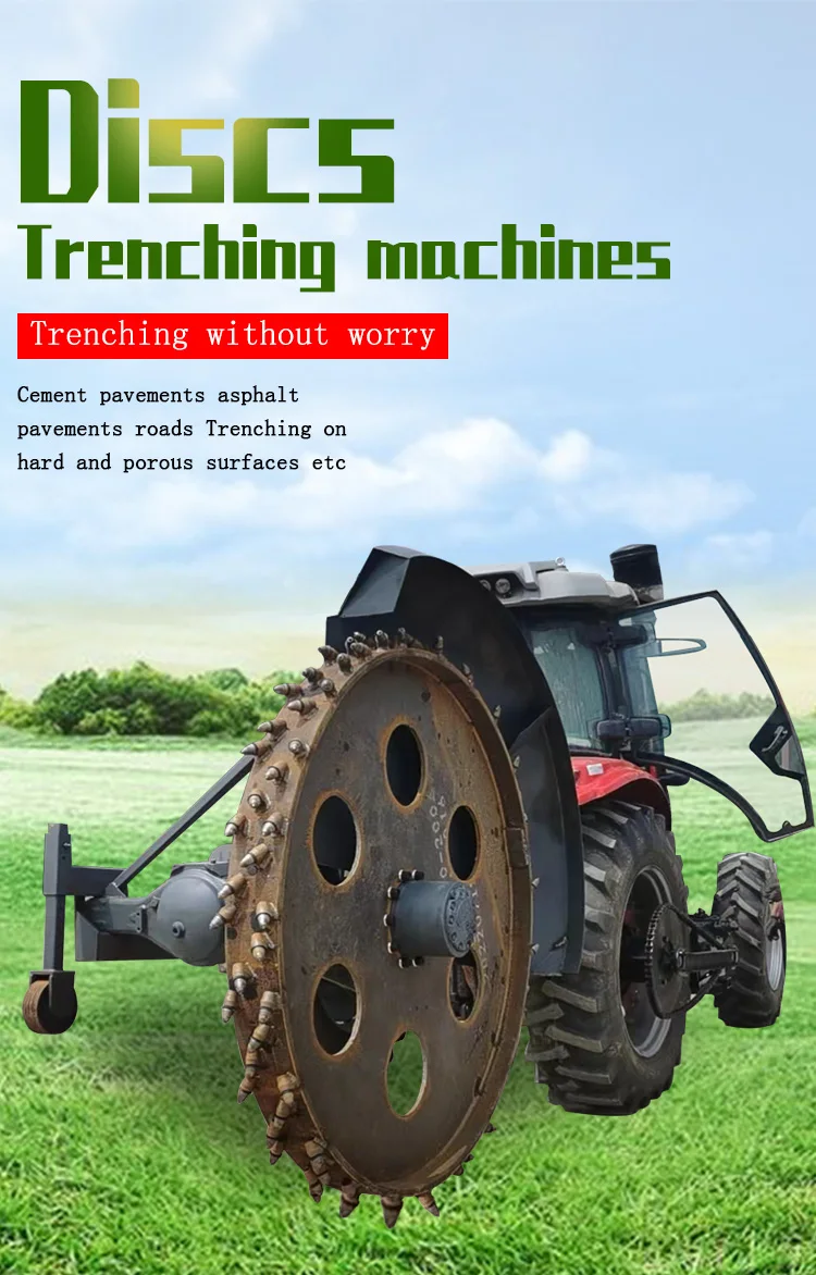Tractor Driven Disc Trencher Laying Underground Cables Machine ...
