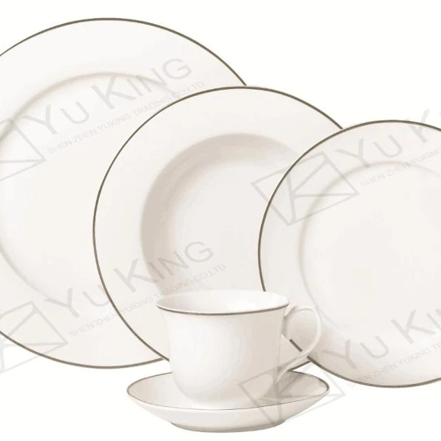 30 Piece Dinner Sets Porcelain Dinnerware Plating Silver Luxury Fine ...