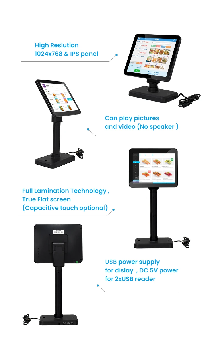 Pole Display USB Port Flat 10 Inch Touch Customer Display for POS ...