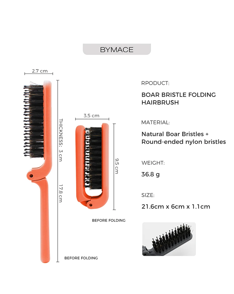 Wholesale Collapsable Pocket Smoothing Hair Brush Small Folding Natural ...