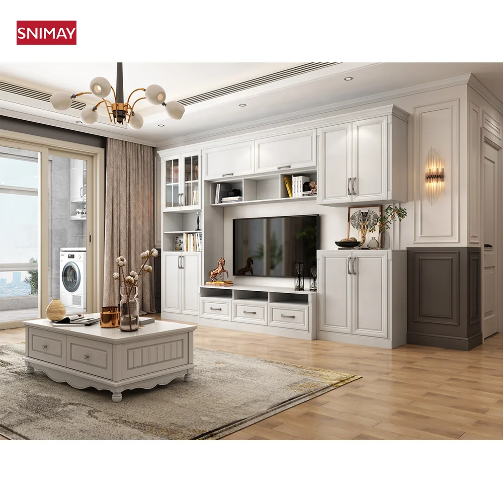 Luxury Design Walnut Wall TV Cabinet Unit For Full House Cabinet