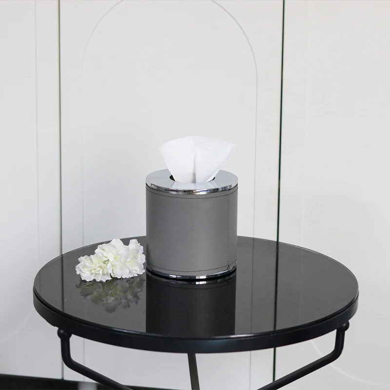 Luxury Furniture Art Home Decor Leather Decoration Cylindrical Shape ...