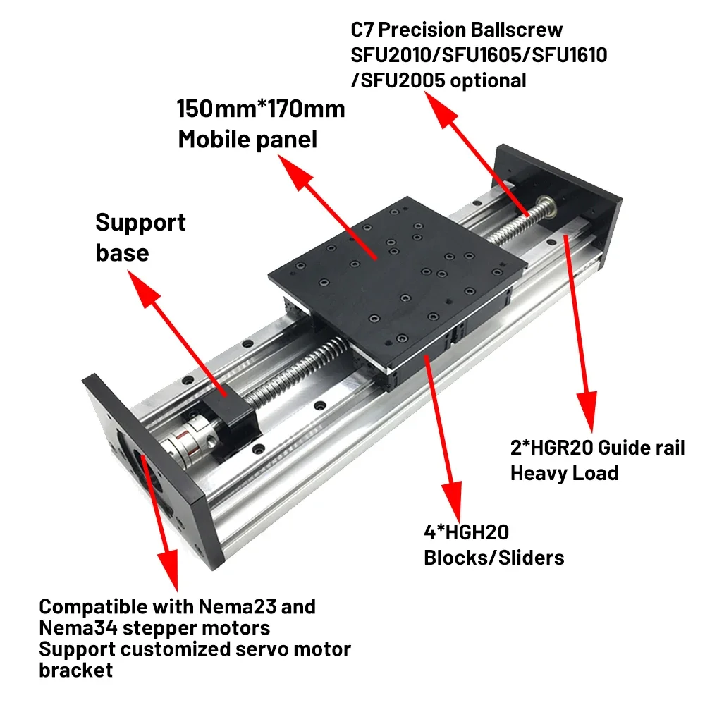 Heavy Load Slide Table Platform Double Guide Rail HGR20